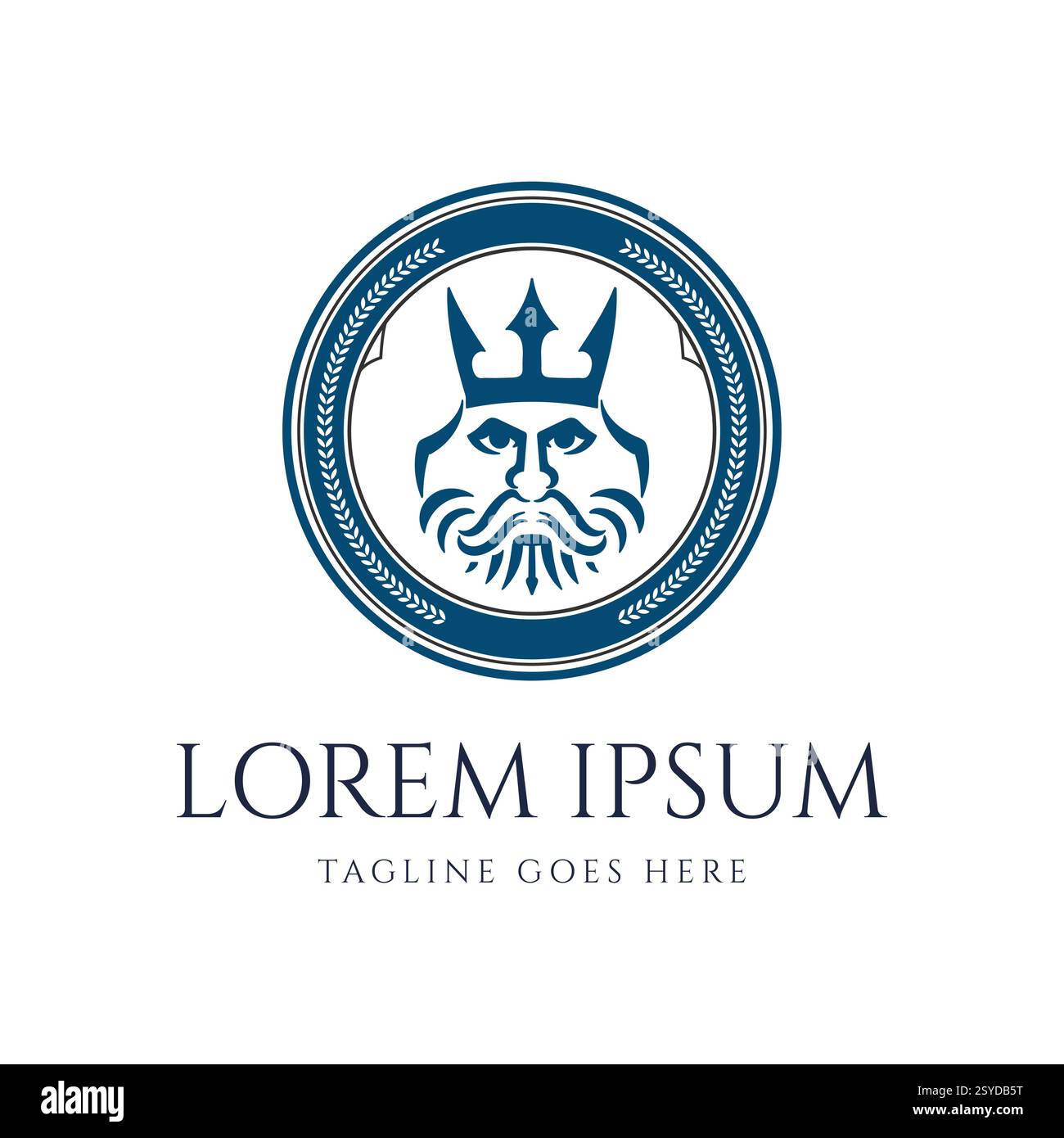 Old Man Face with Beard Mustache and Ancient Crown for Lord King logo design Stock Vector Image ...