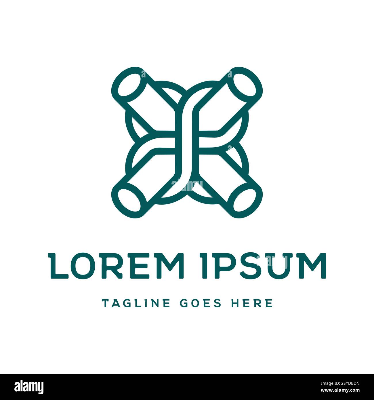 Geometric Simple Minimalist Geometric Crossed Pipe Stem Knot Line ...