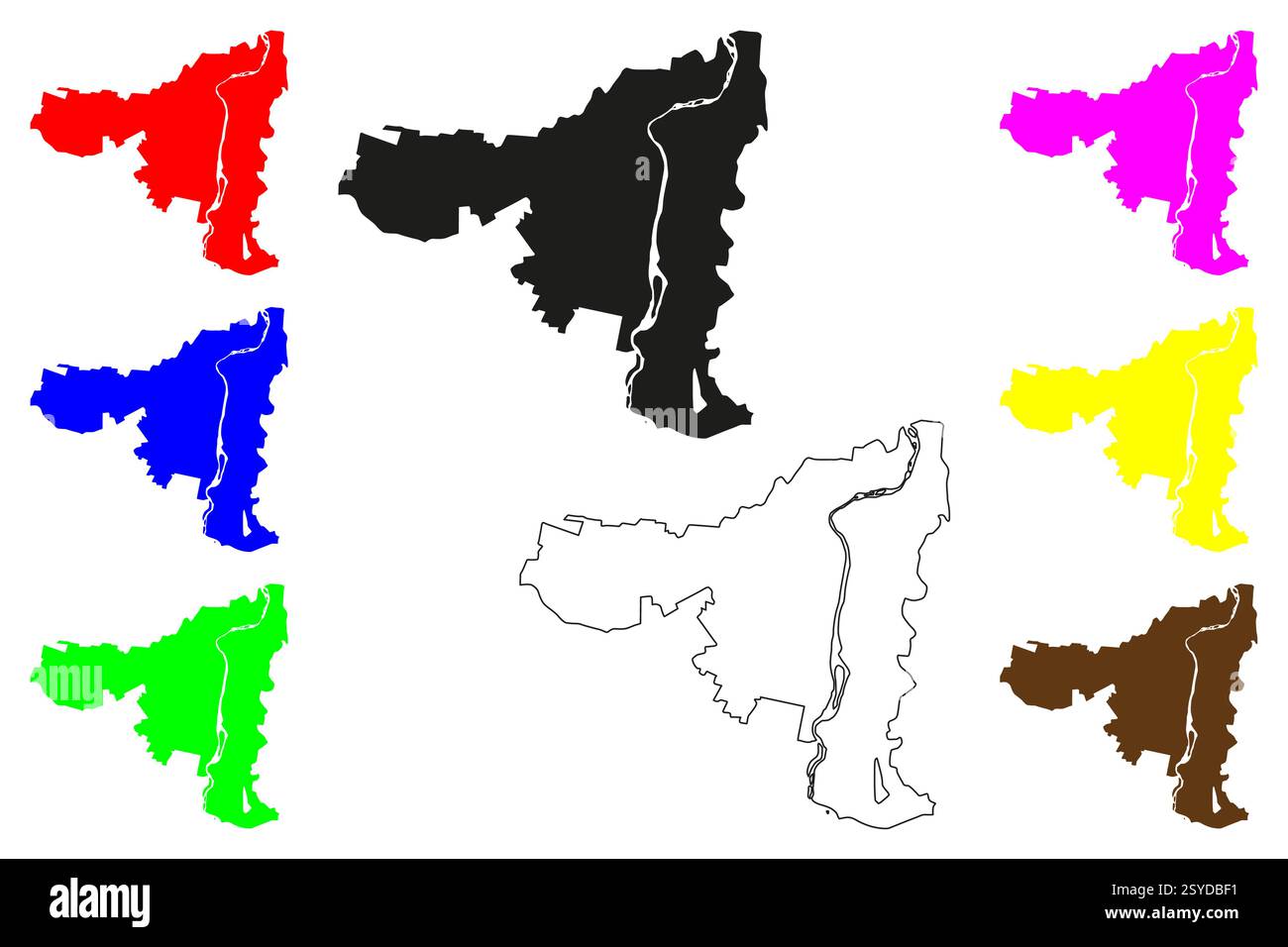 Kutaisi city (Georgia country) map vector illustration, scribble sketch ...