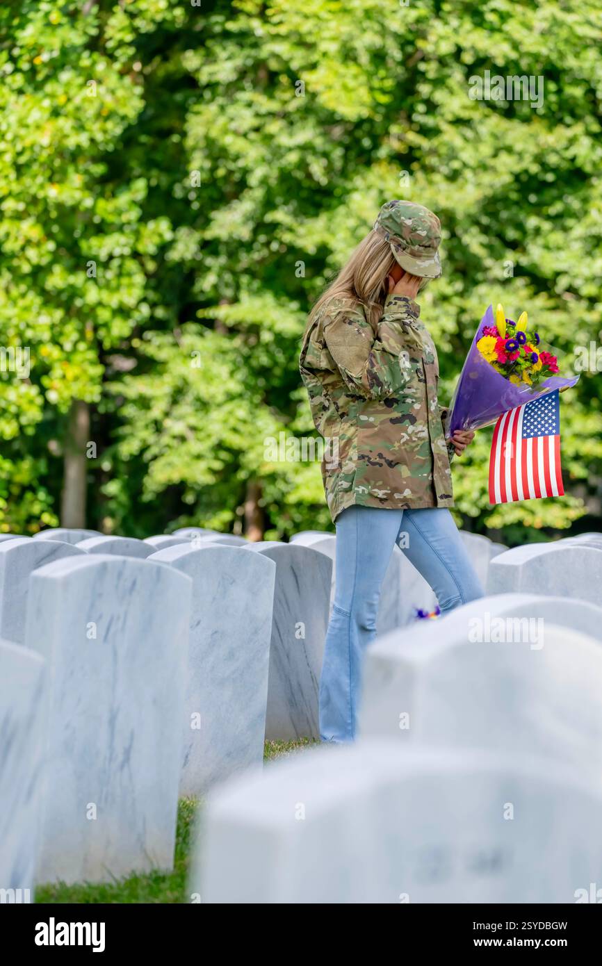 Salisbury, Nc, USA. 3rd Sep, 2021. A young bride kneels at a military ...