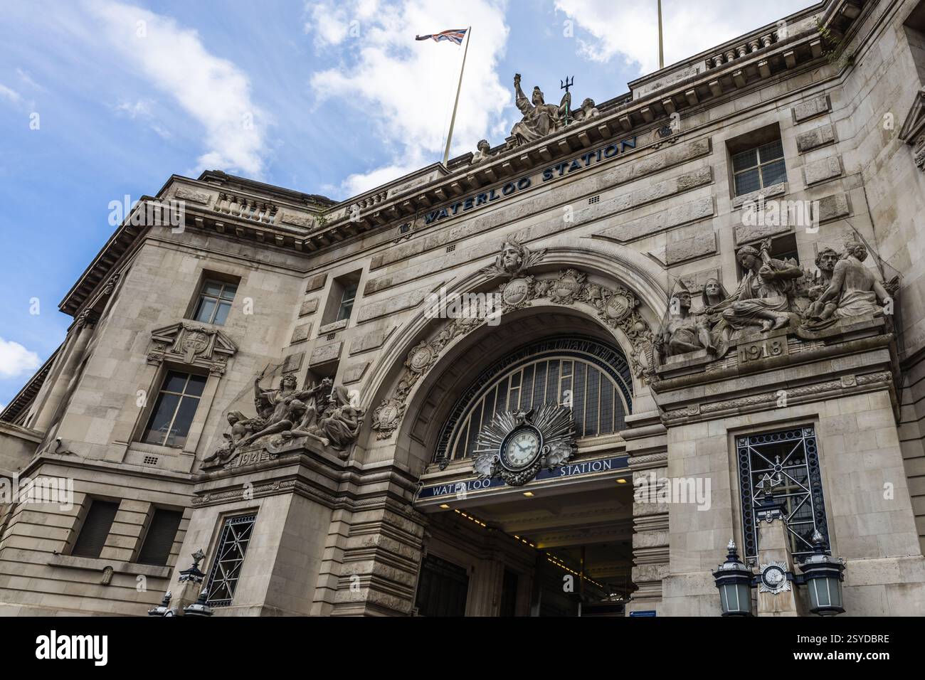Historic Waterloo Station Entrance with Ornate Stone Architecture and ...