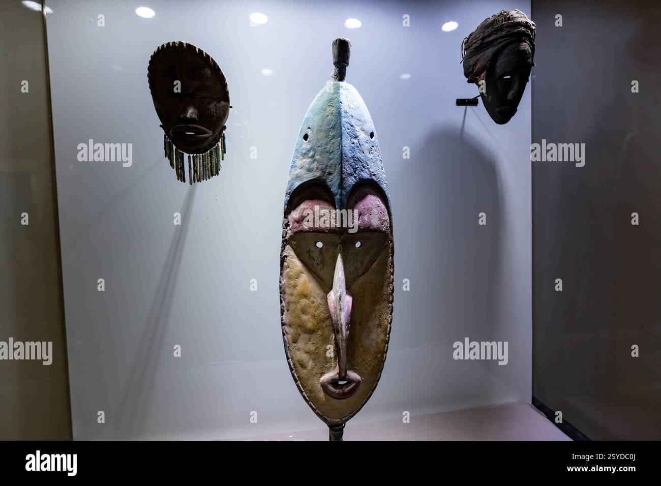 Old African wooden mask used for tribal dance and rituals in african ...