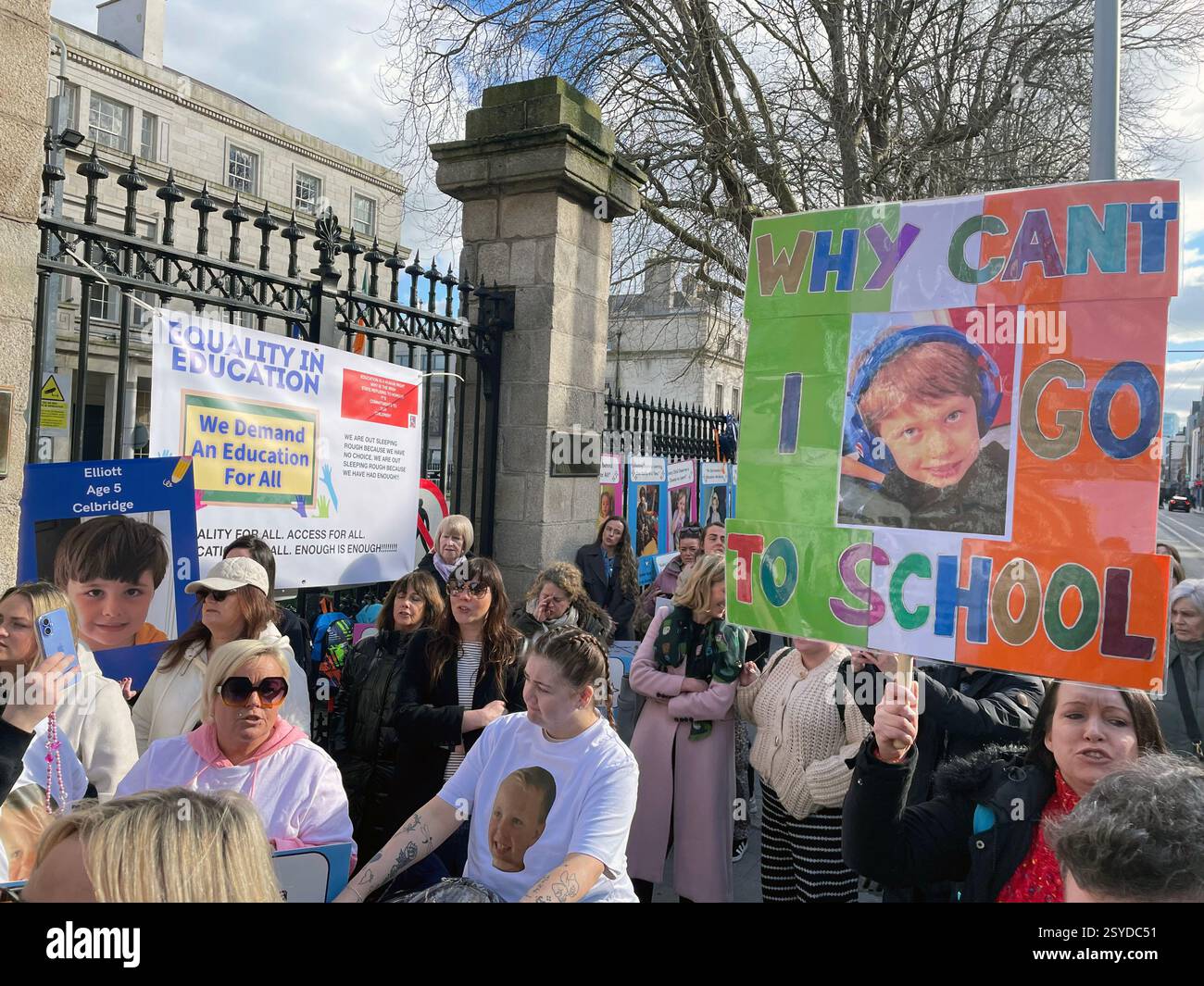 People holding a demonstration outside the Department of Education in ...