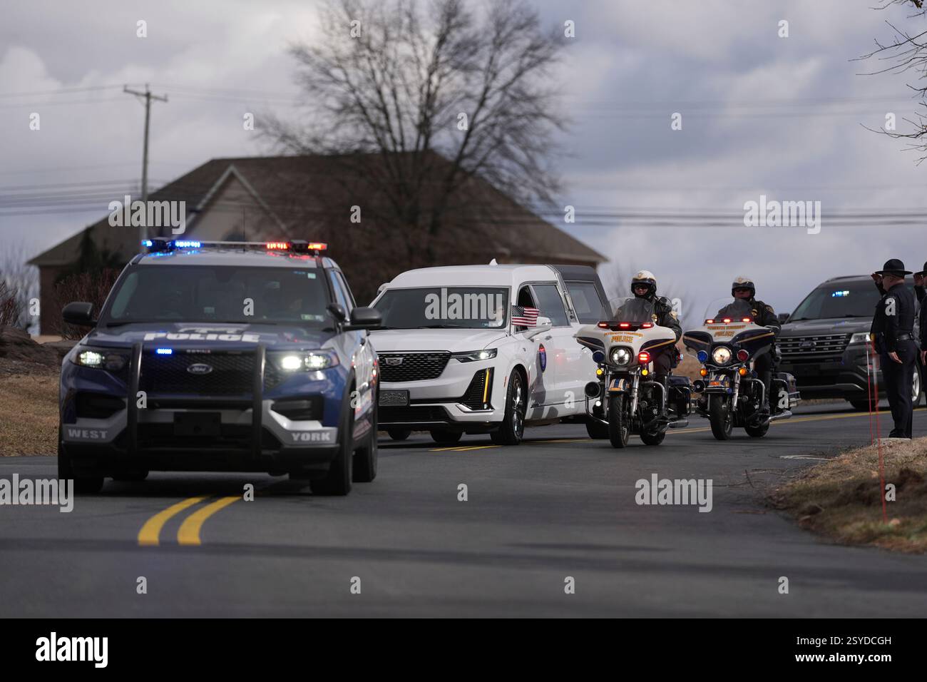 The remains of West York Borough Police Officer Andrew Duarte, arrive ...