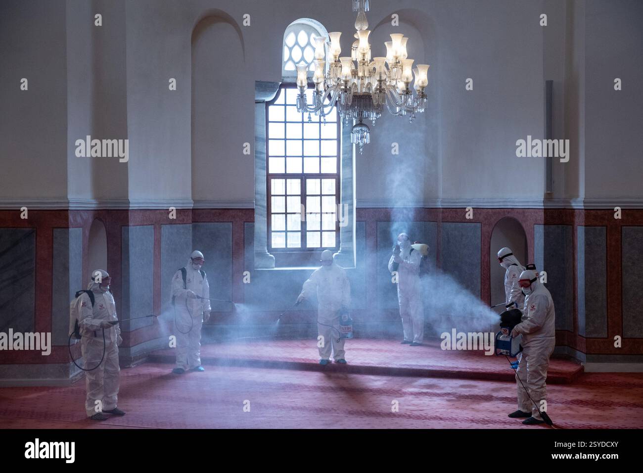 Fatih Municipality team clean the Molla Zeyrek Mosque as part of the ...