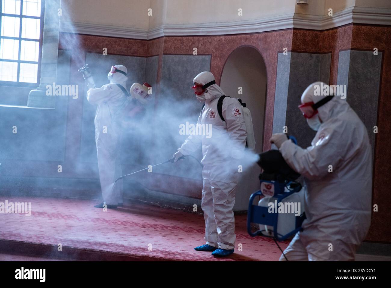 Istanbul, Turkey. 28th Feb, 2025. Fatih Municipality team clean the ...