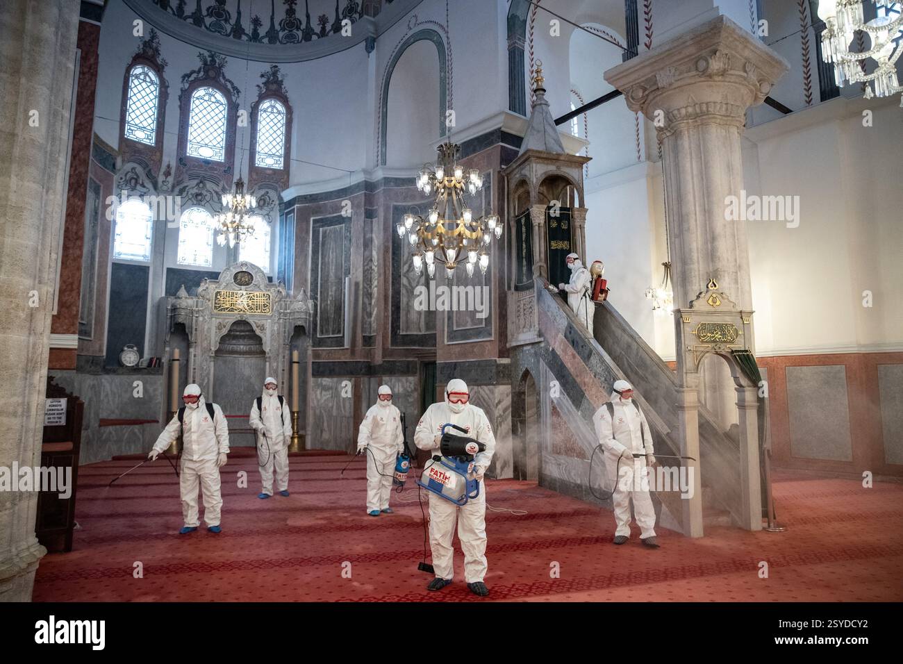 Istanbul, Turkey. 28th Feb, 2025. Fatih Municipality team clean the ...