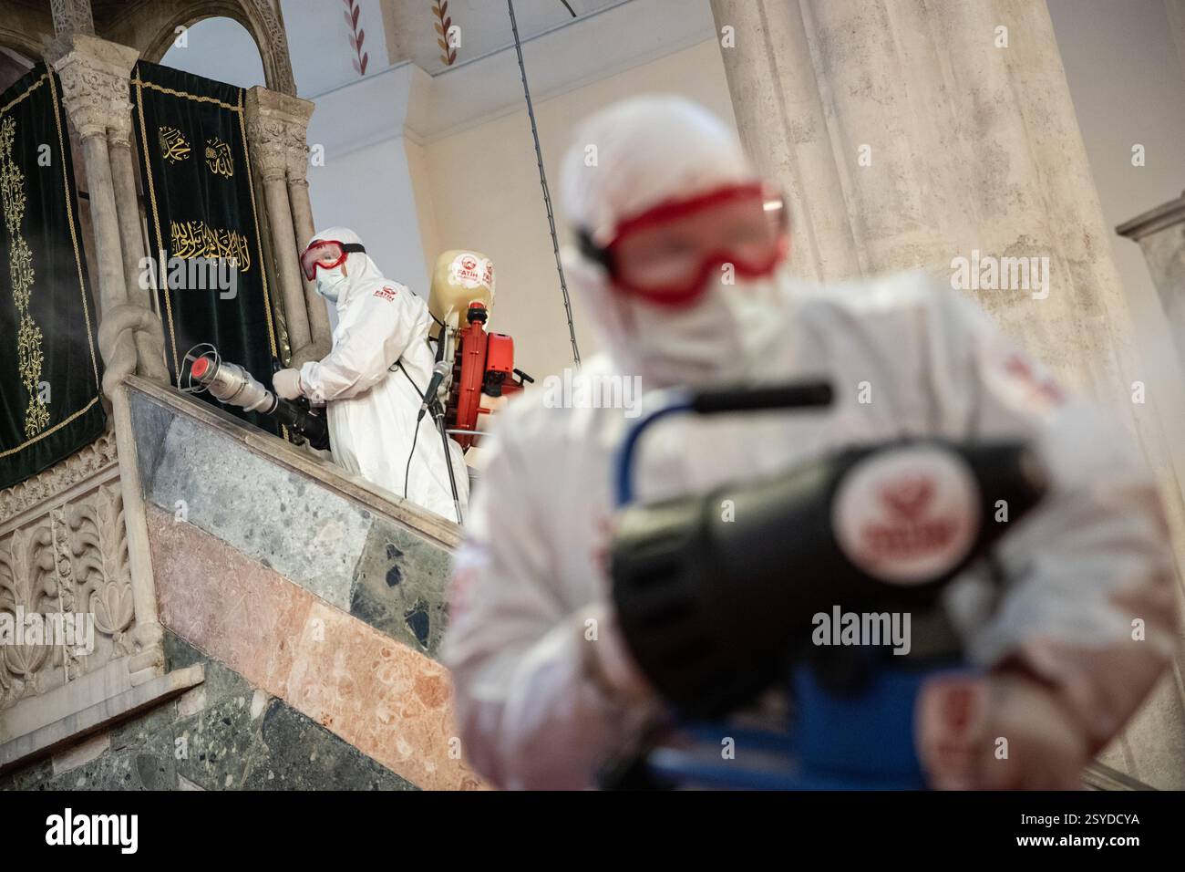 Istanbul, Turkey. 28th Feb, 2025. Fatih Municipality team clean the ...