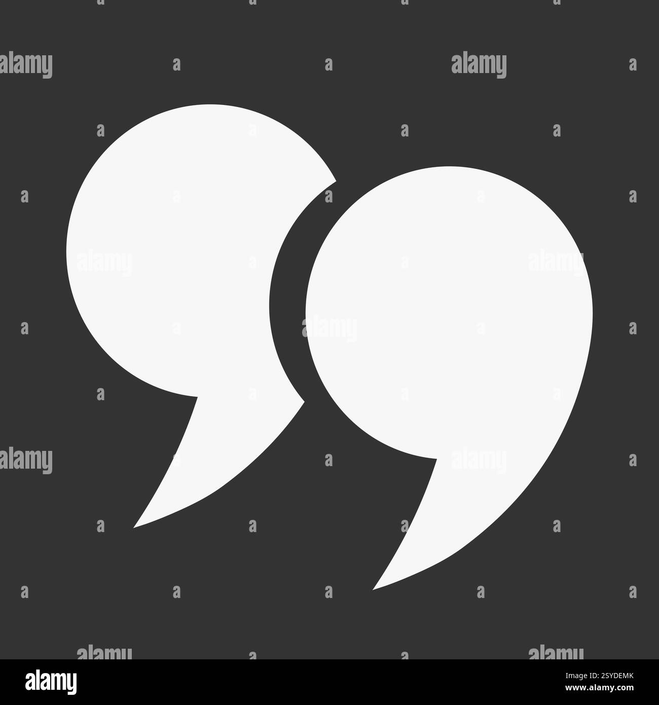 Round vector quotation marks are white on a dark background. Quotes in ...