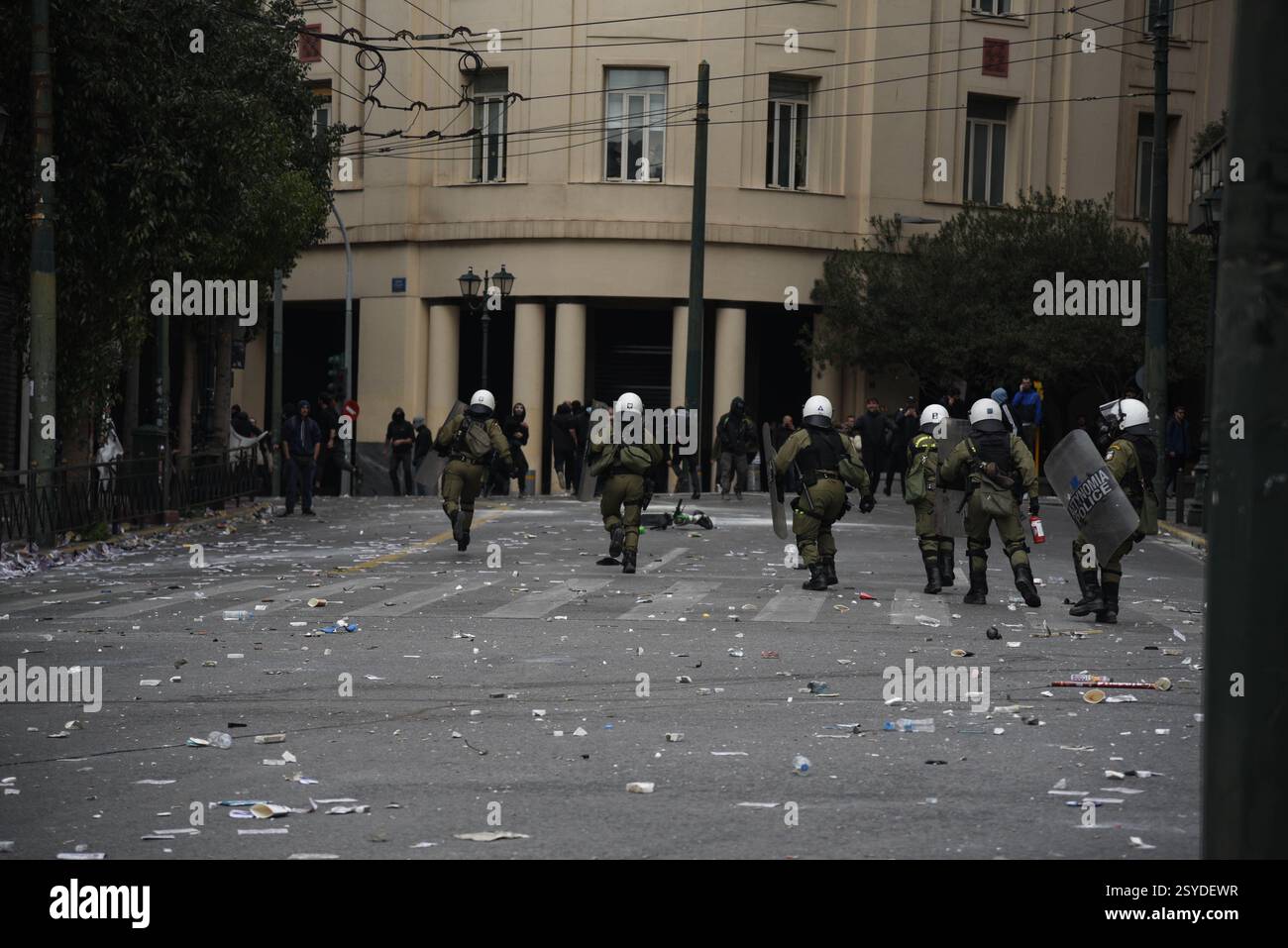 Athens, Greece, February 28, 2025. Heavy clashes between protestors and ...