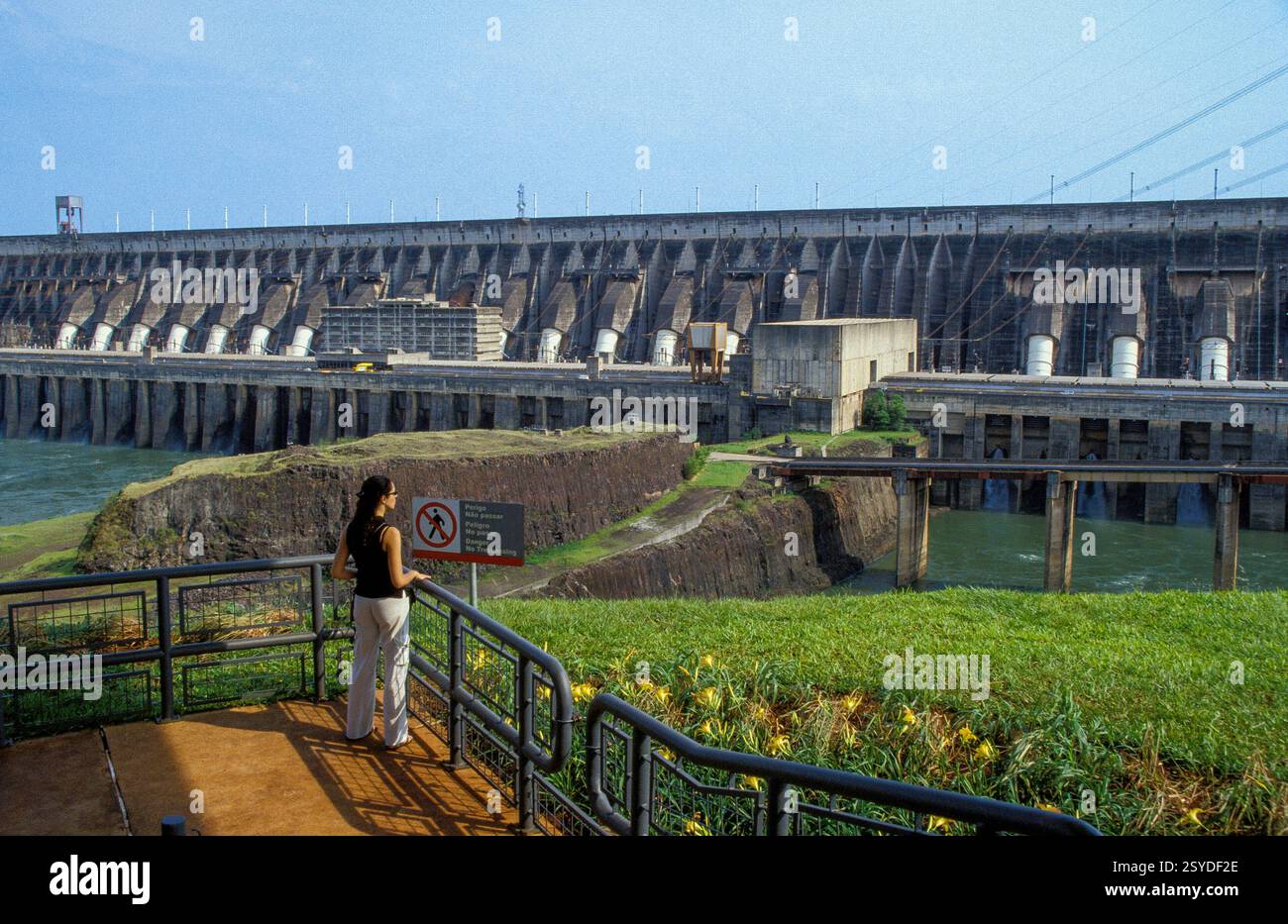 Brazil, the Itaipu Hydroelectric Dam viewed from visitors center near ...