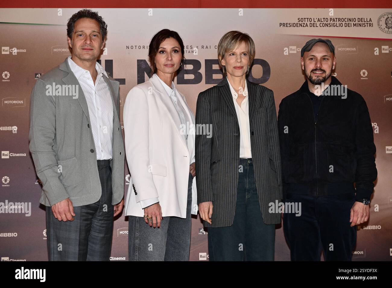 (L-R) Claudio Santamaria, Anna Ferzetti, Sonia Bergamasco and director ...