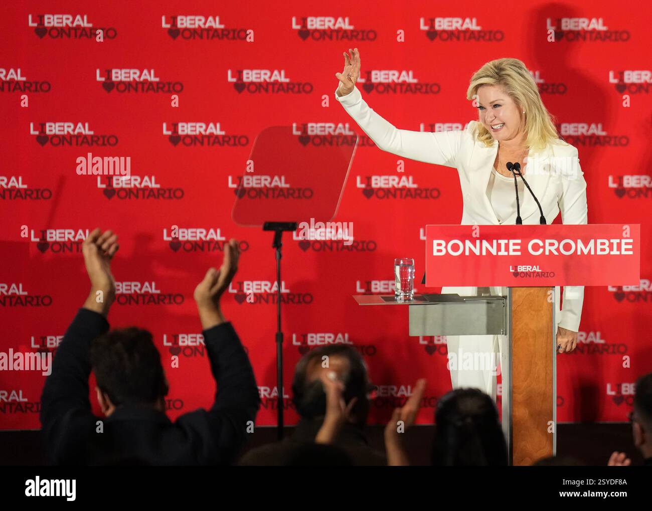 Ontario Liberal Leader Bonnie Crombie walks on stage at her campaign ...