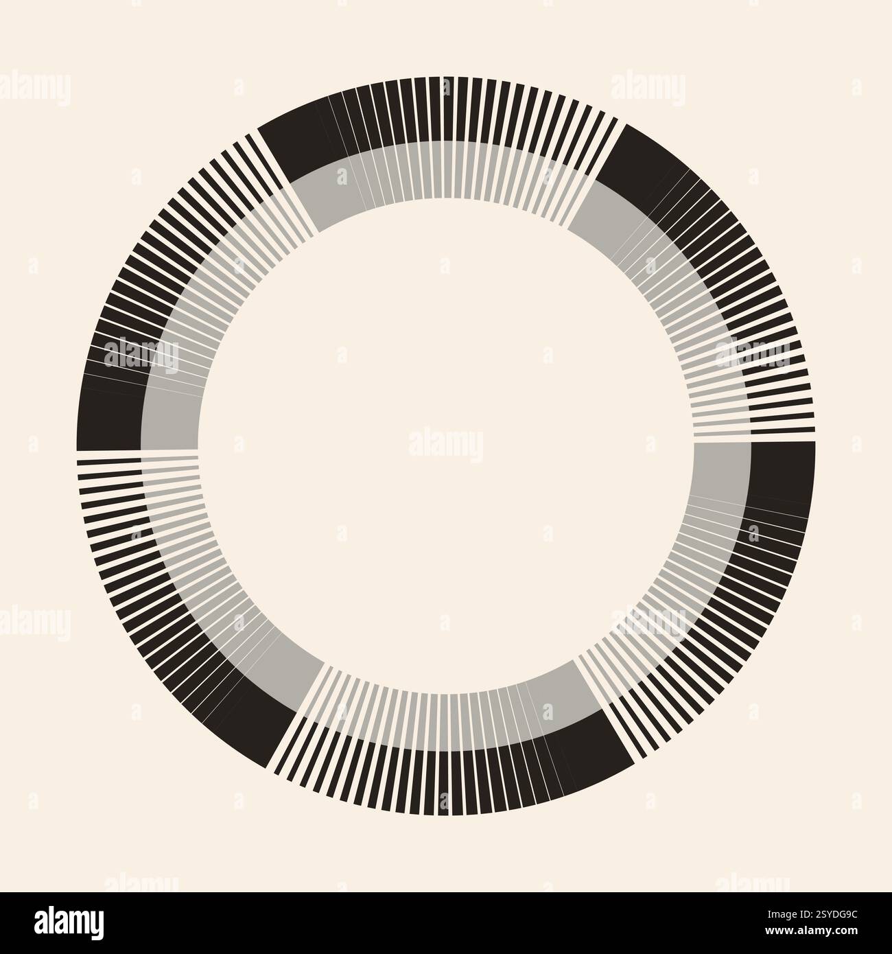 Round striped frame object. Grey circle frame on beige background ...