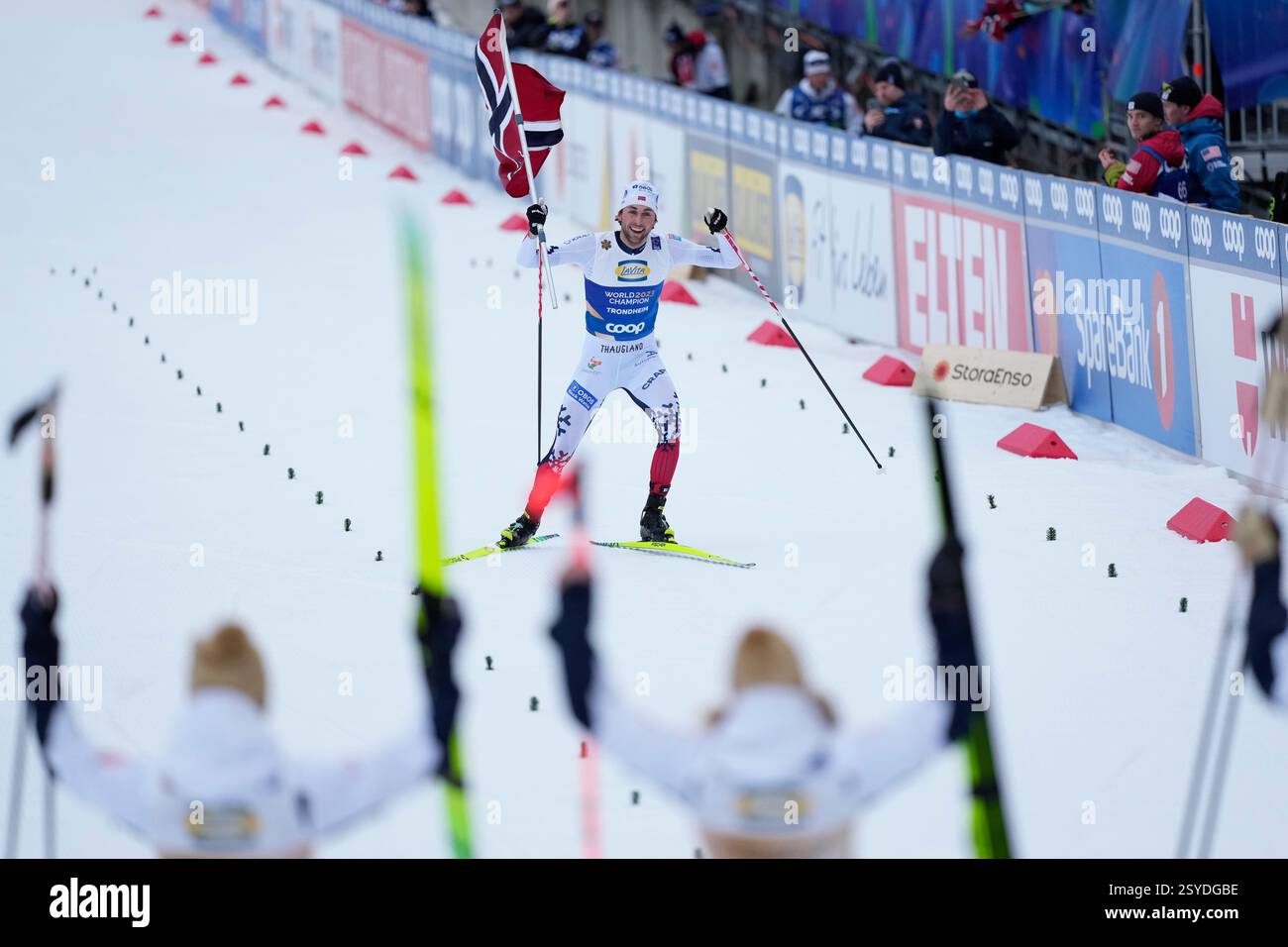 Jarl Magnus Riiber of Norway celebrates victory of his team in the ...