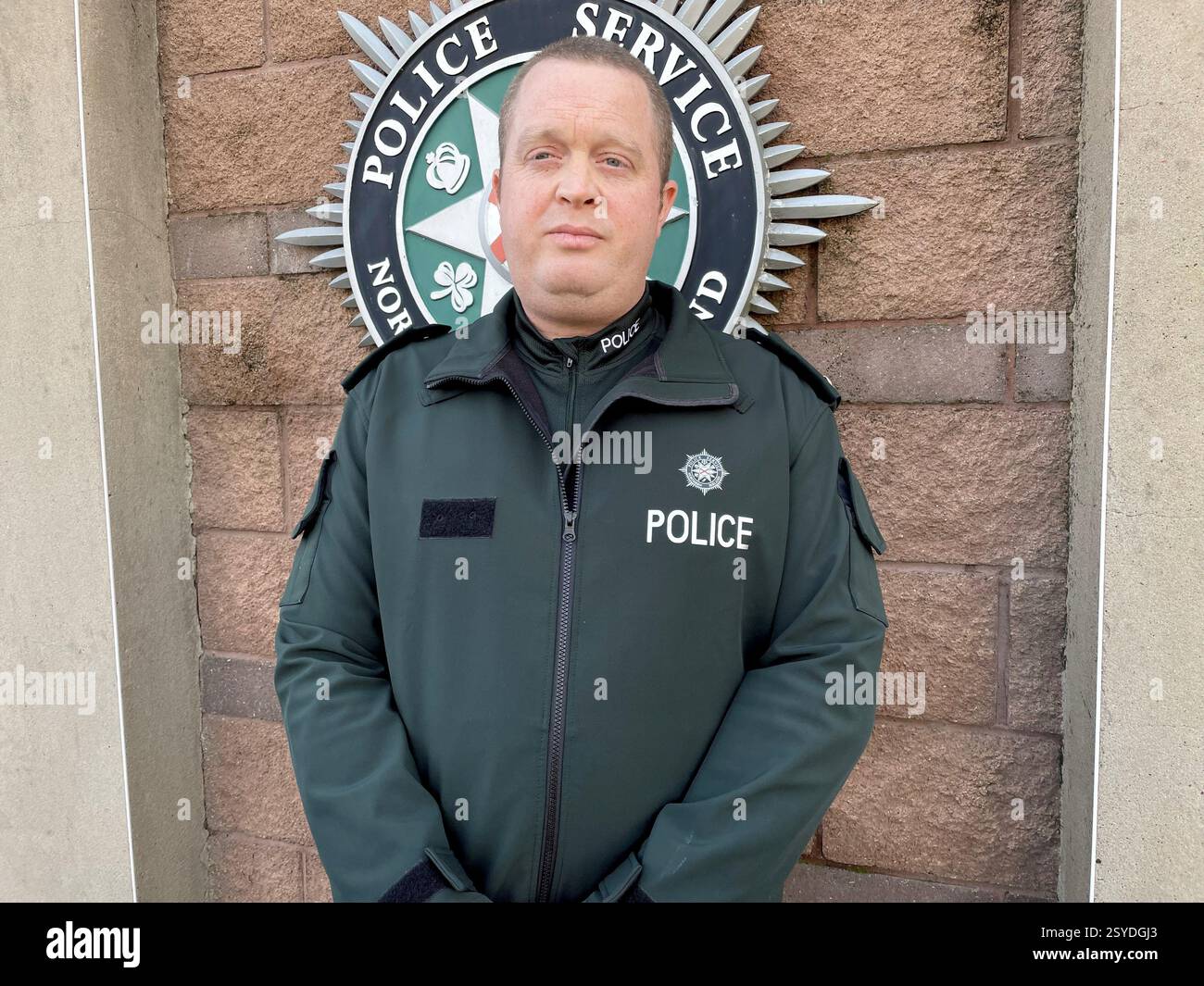 Superintendent Peter Stevenson outside Dungannon Police Service Northern Ireland (PSNI) station ...
