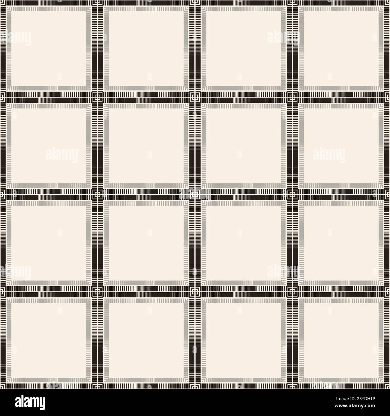 Black grey striped squares seamless pattern on beige background ...