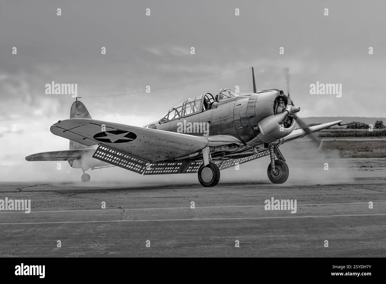 Douglas SBD Dauntless taking off from Boundary Bay BC Canada Stock ...