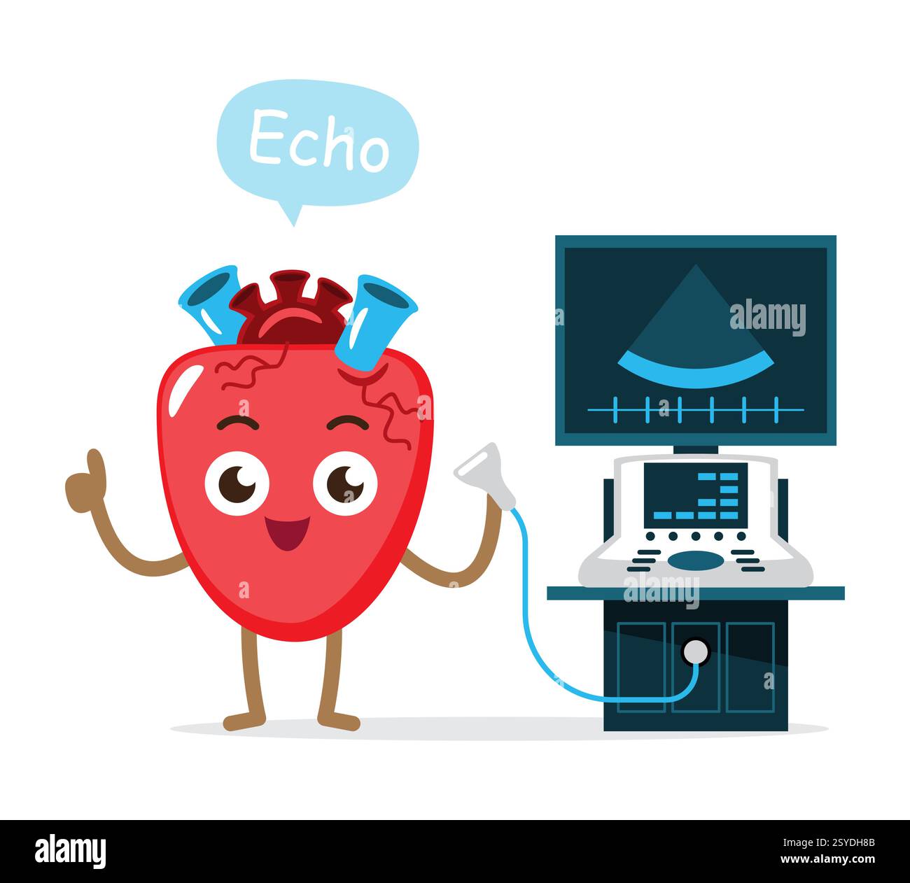 Heart and echocardiogram machine . Cartoon character . Vector Stock ...