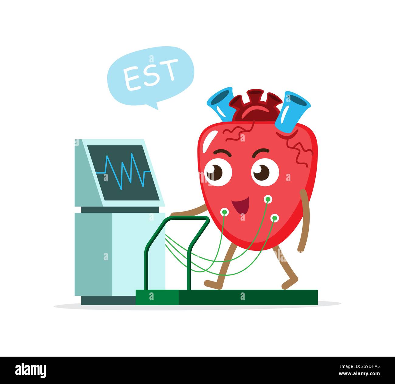 Heart and Exercise Stress Test machine . Cartoon character . Vector ...
