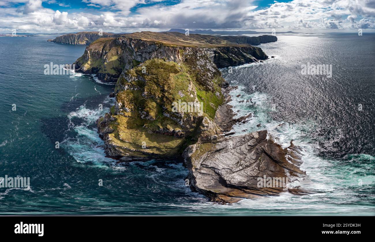 Aerial view of the cliffs of Horn Head at the wild atlantic way in ...