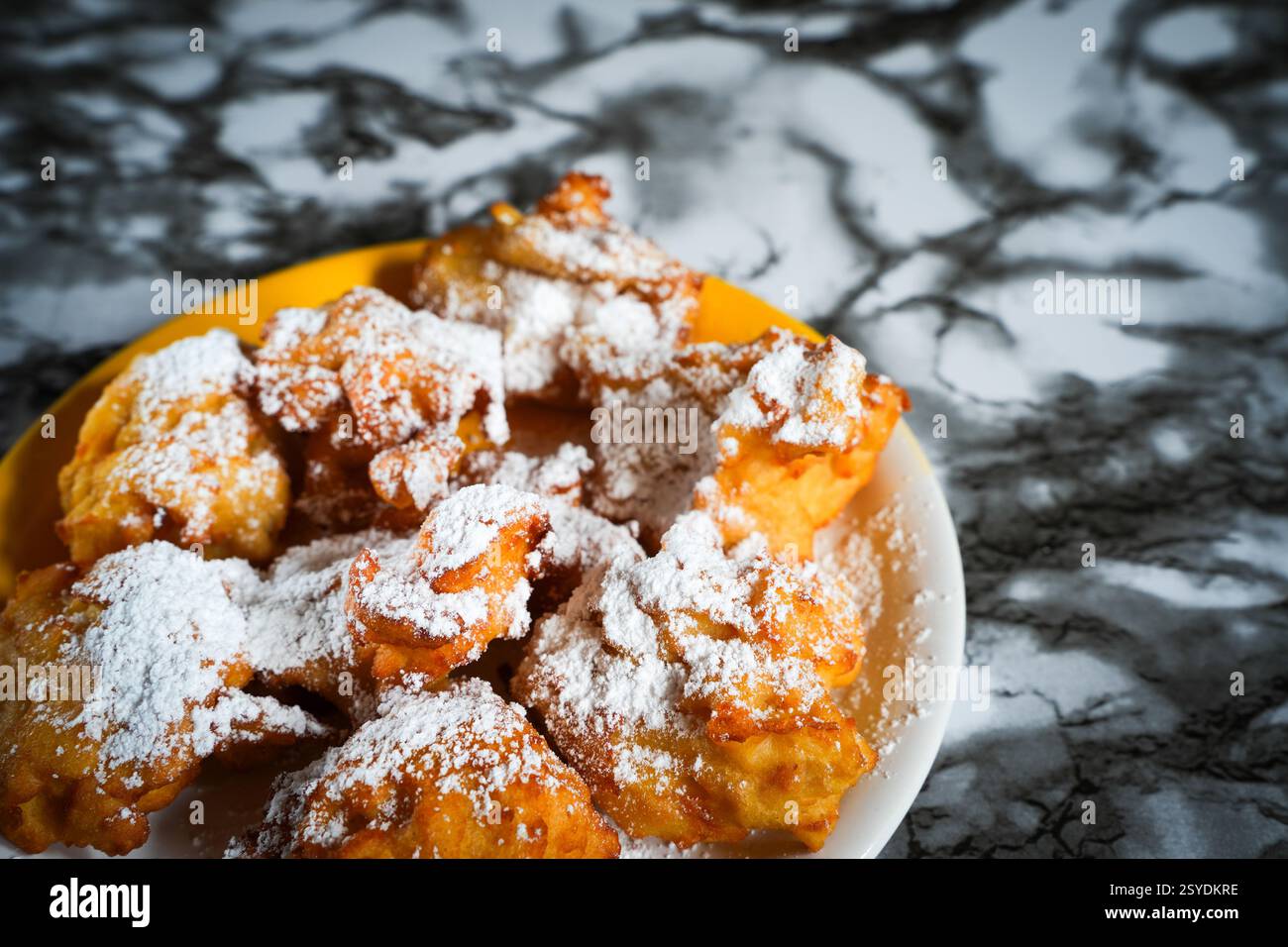 Homemade carnival fritters doughnuts with powdered sugar Stock Photo ...