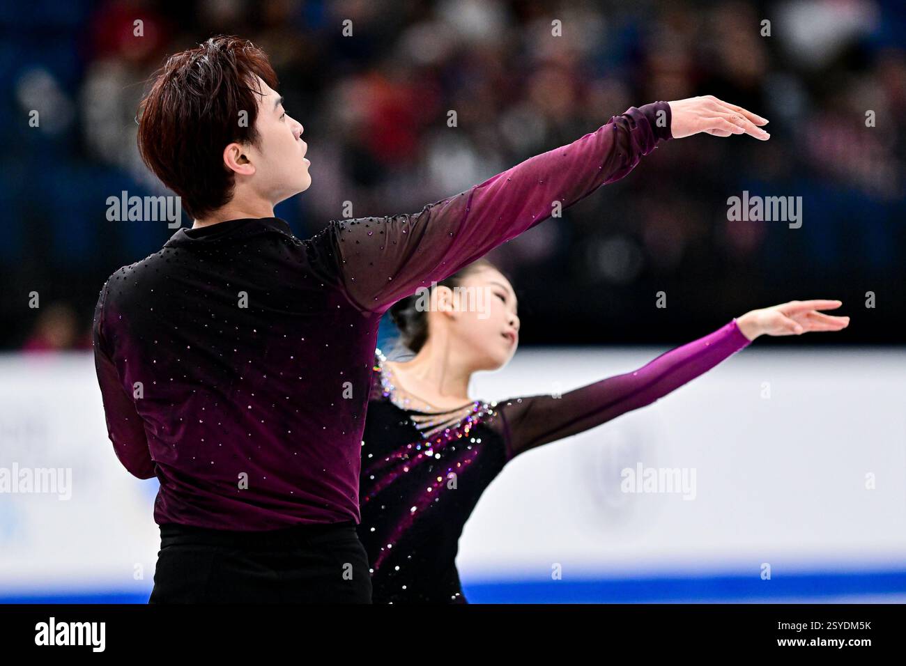 Jiaxuan ZHANG & Yihang HUANG (CHN), during Junior Pairs Short Program ...