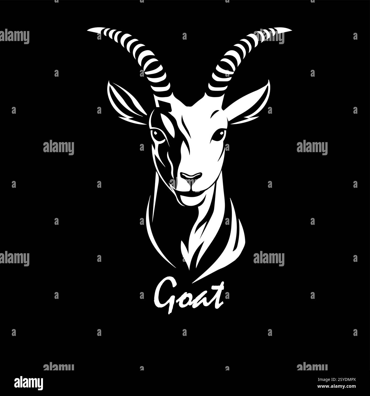 Goat head on black background. hand drawing. Not AI, Vector ...