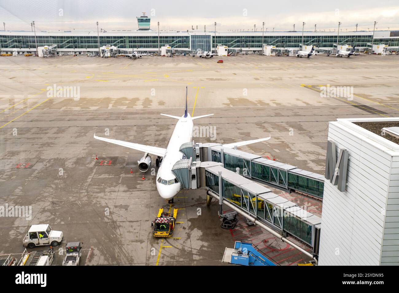 Munich, Bavaria, Germany - February 28, 2025: Munich Airport, an Airbus ...