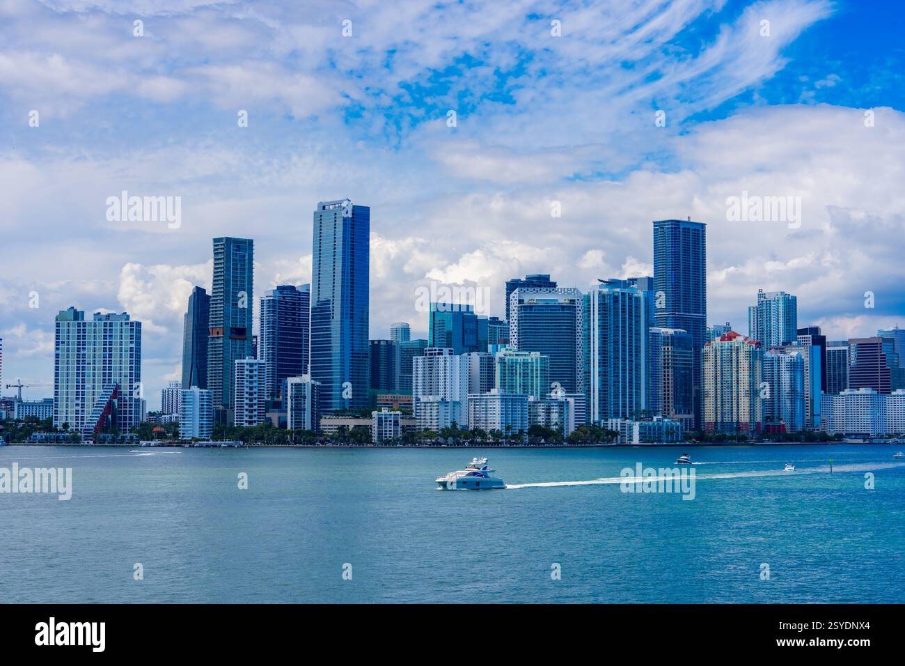 Aerial photo Miami Brickell with yachts in the bay Stock Photo - Alamy