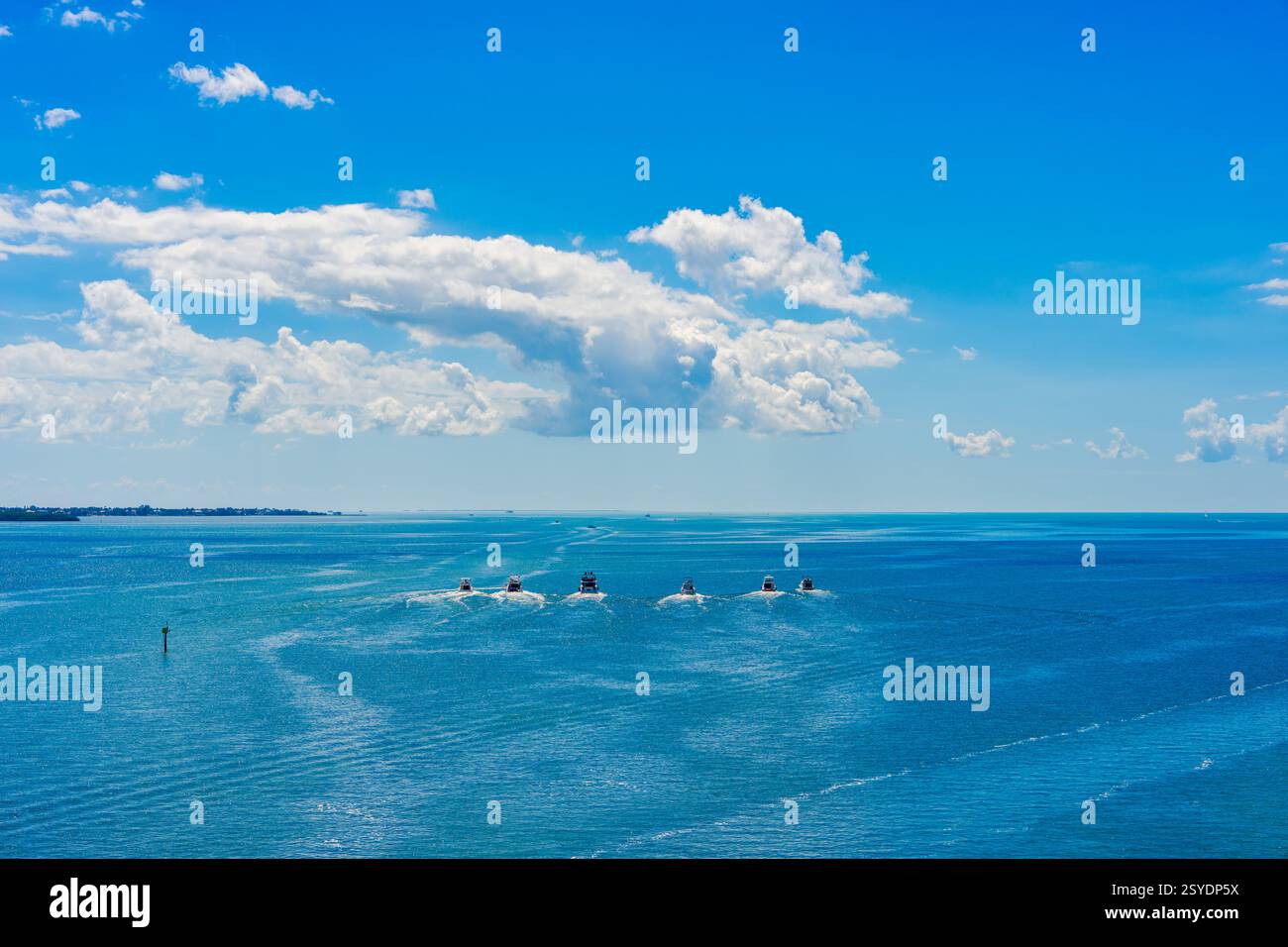 Aerial photo boats heading out to sea to catch fish Stock Photo - Alamy