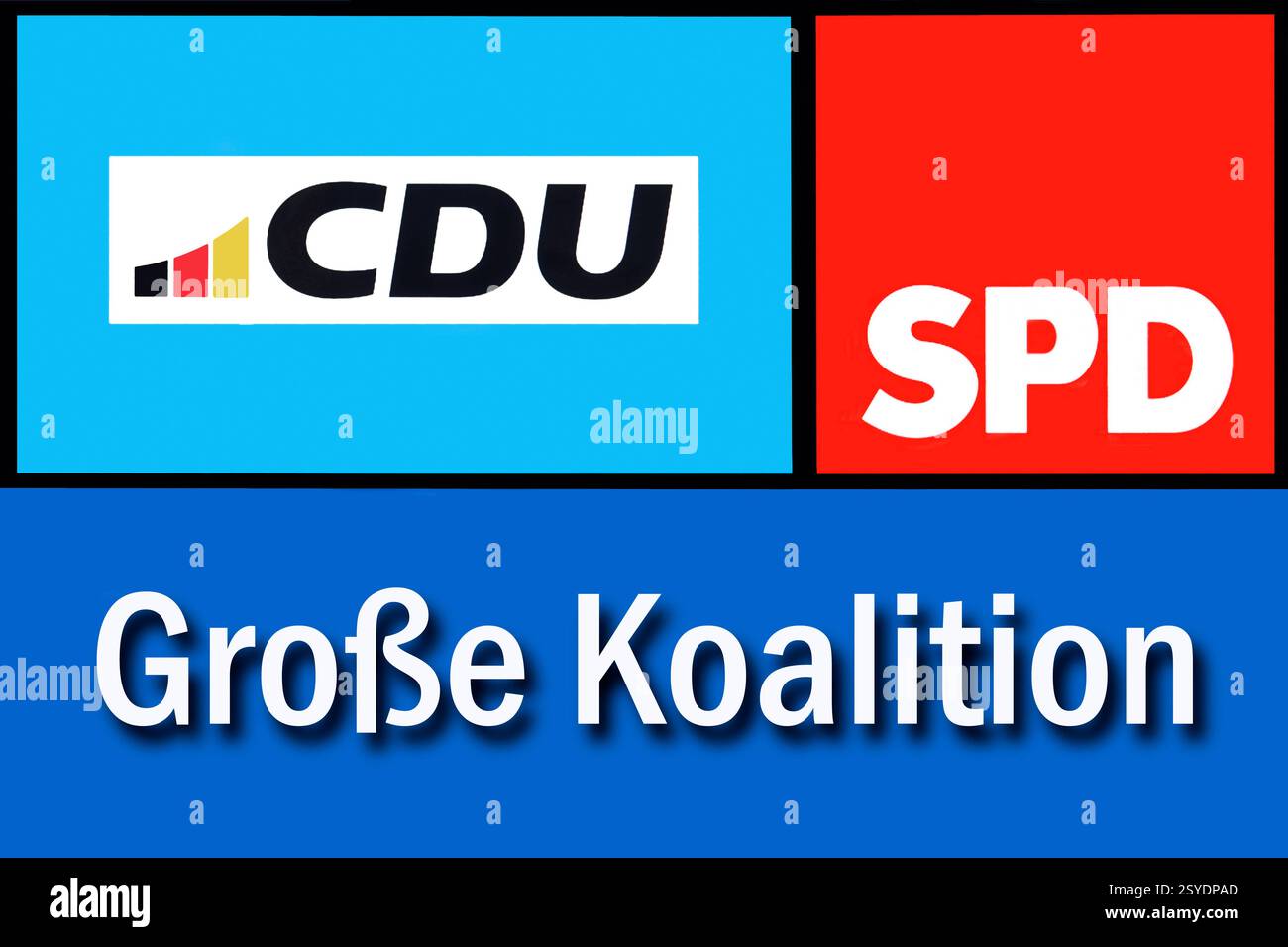 Parteilogos von CDU und SPD sowie Schriftzug Grosse Koalition ...
