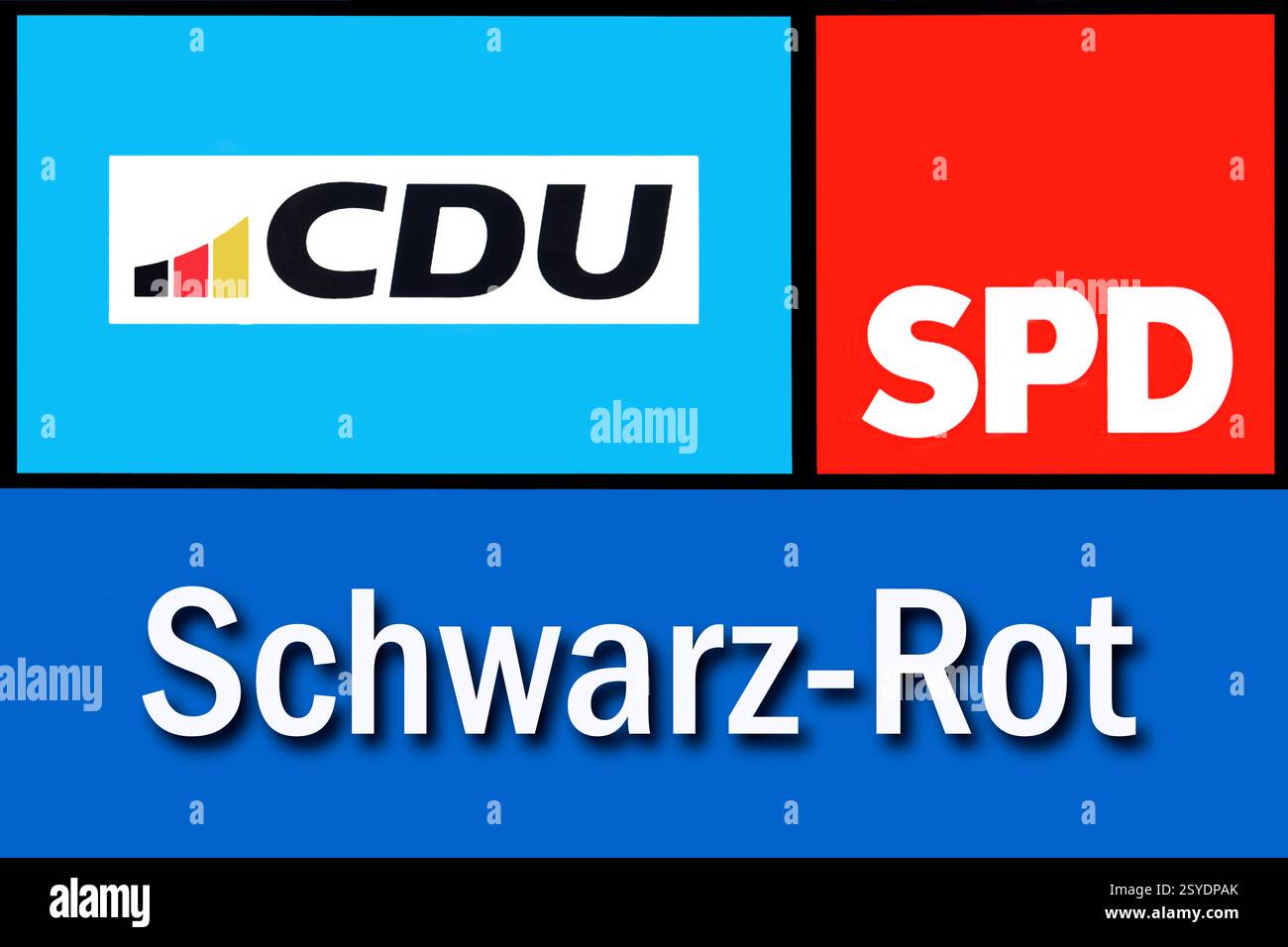 Parteilogos von CDU und SPD sowie Schriftzug Schwarz-Rot Parteilogos ...
