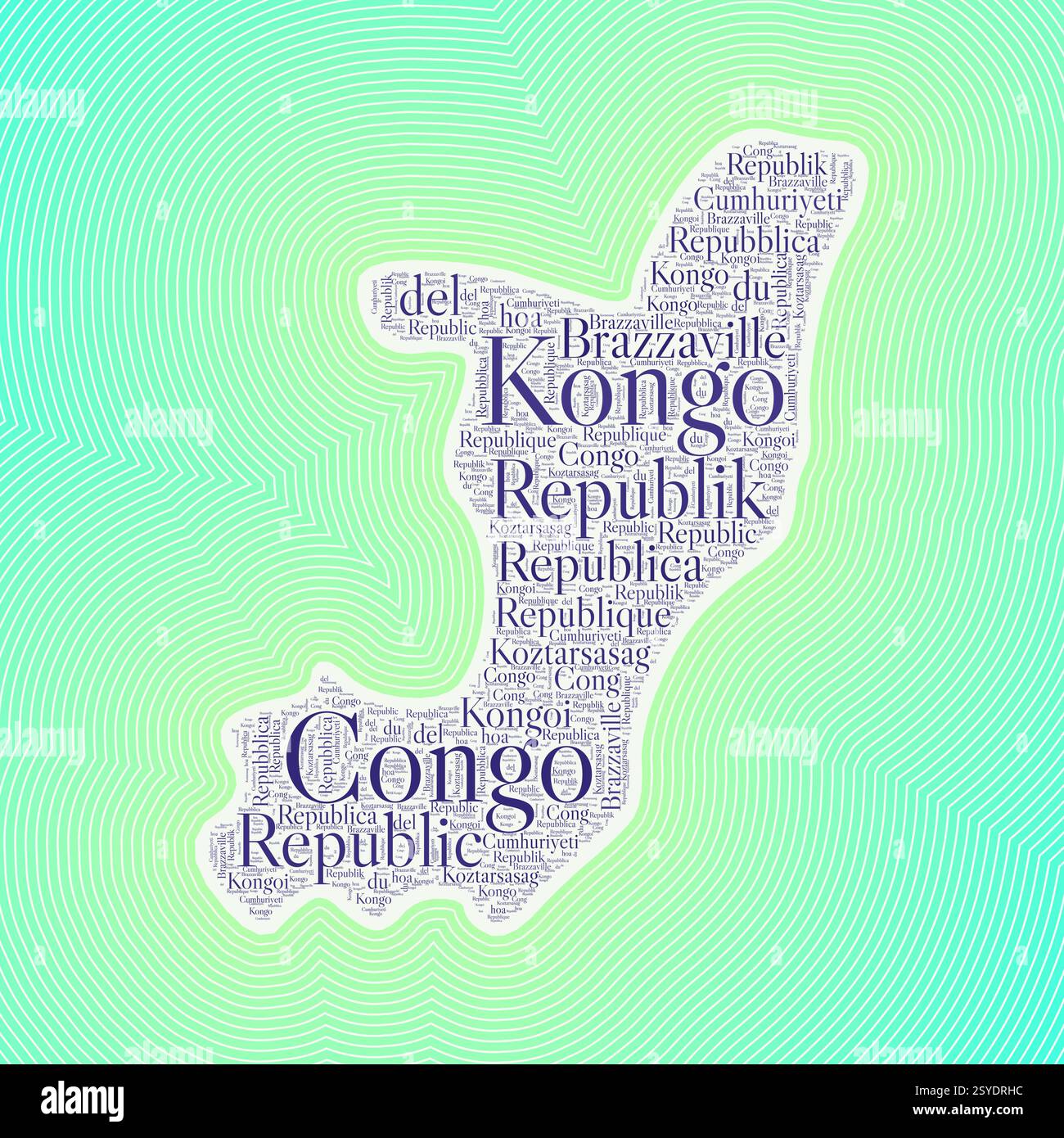 Congo shape formed by country name in multiple languages. Congo border ...