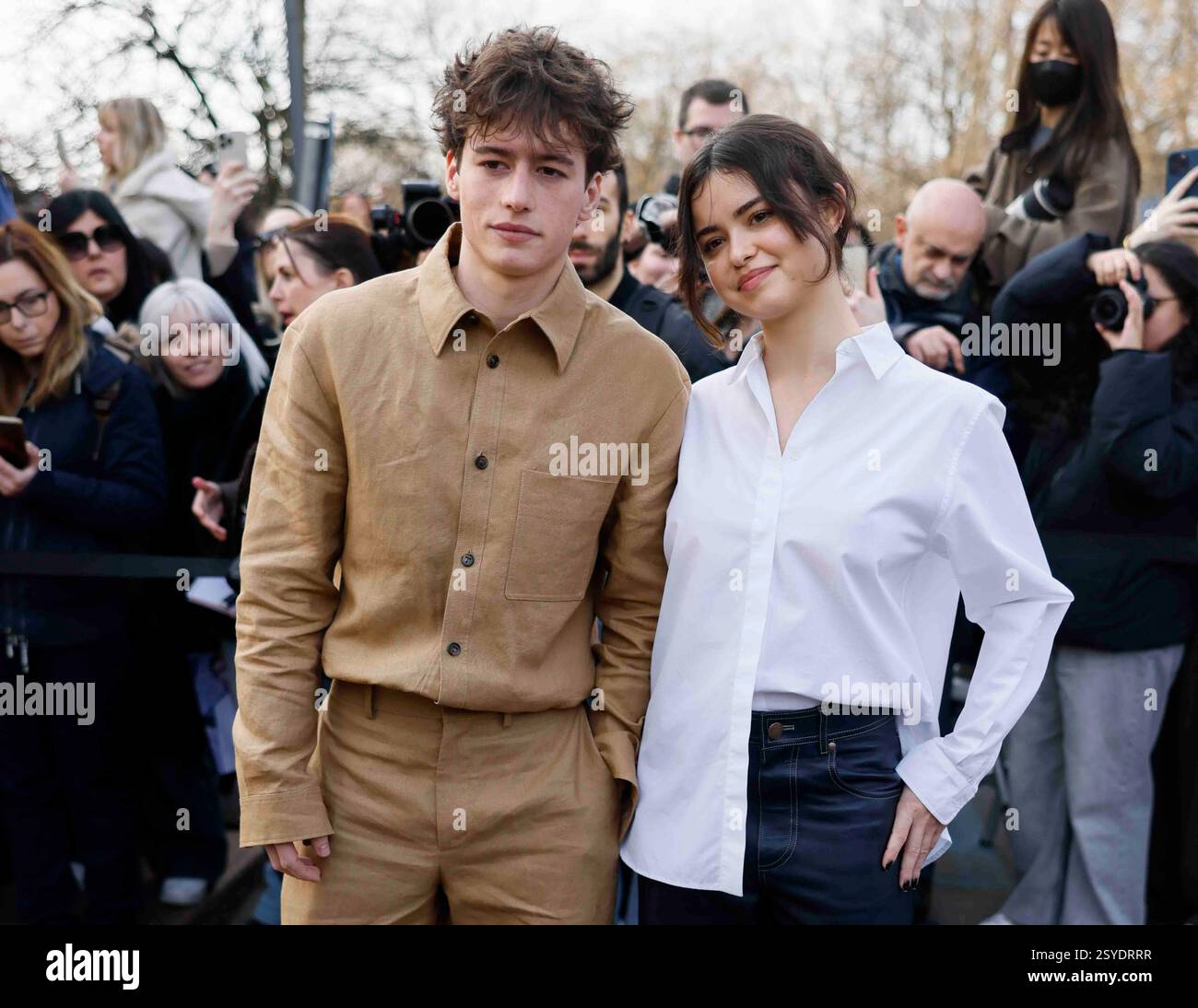 Milan, Italy. 28th Feb, 2025. Clarice Cazauran, Bach Buquen arrive to ...