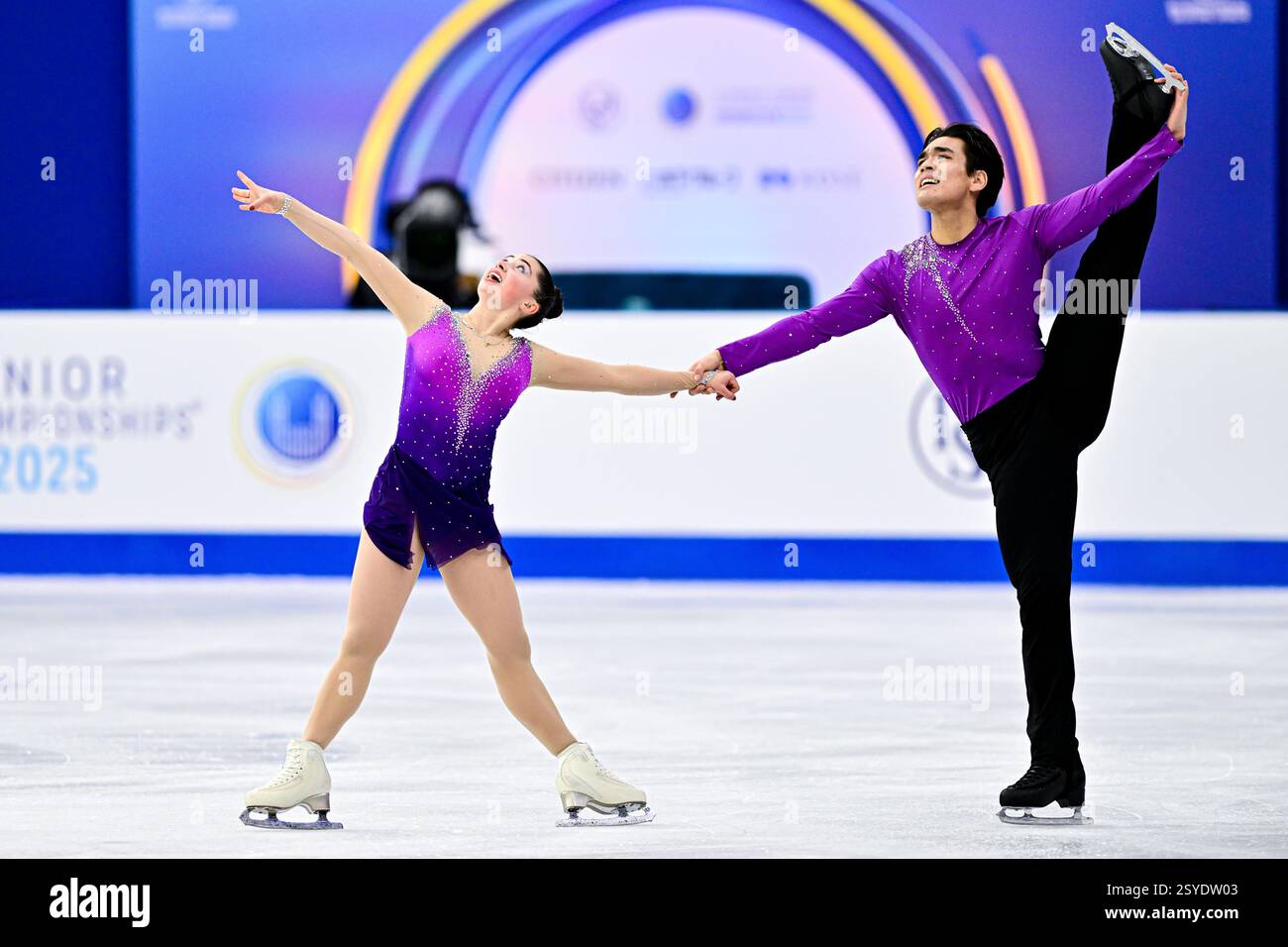 Olivia FLORES & Luke WANG (USA), during Junior Pairs Short Program, at ...