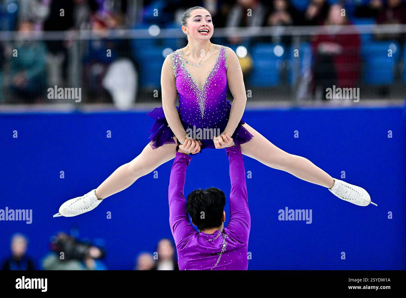 Olivia FLORES & Luke WANG (USA), during Junior Pairs Short Program, at ...
