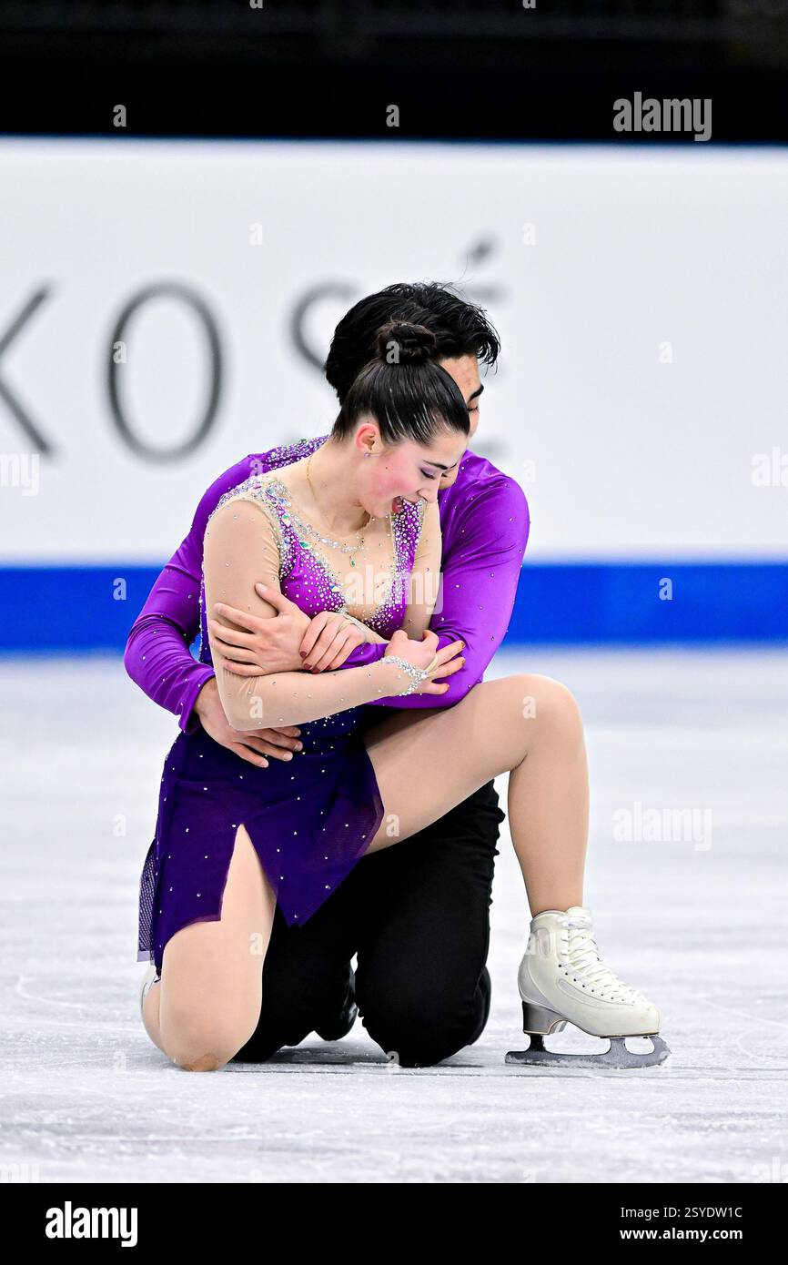 Olivia FLORES & Luke WANG (USA), during Junior Pairs Short Program, at ...