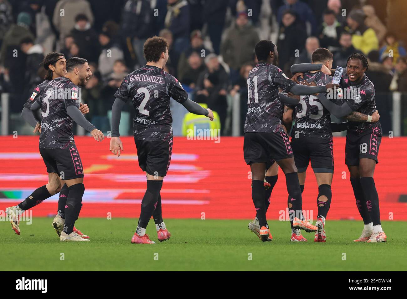 Turin, Italy. 26th Feb, 2025. Luca Marianucci of Empoli FC celebrates ...