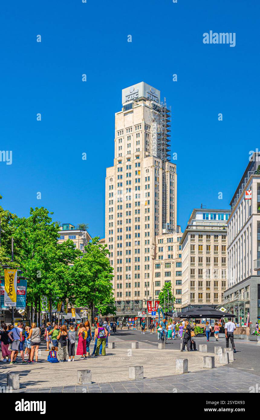 Antwerp, Belgium, July 7, 2023: Boerentoren Farmers Tower KBC Tower ...