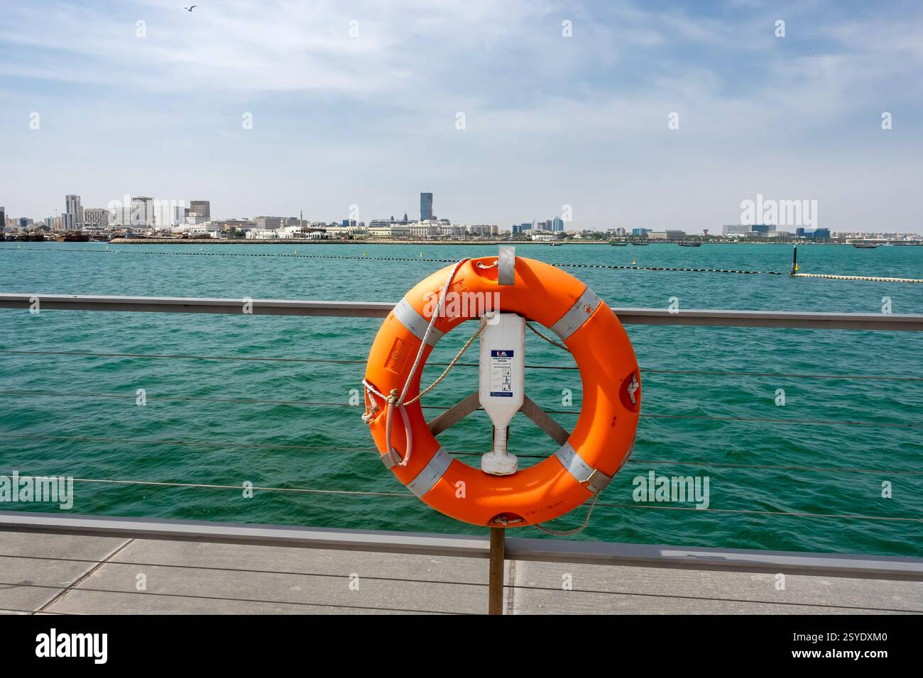 Doha, Qatar - February 28, 2025: orange Life buoy ring Life belt ...