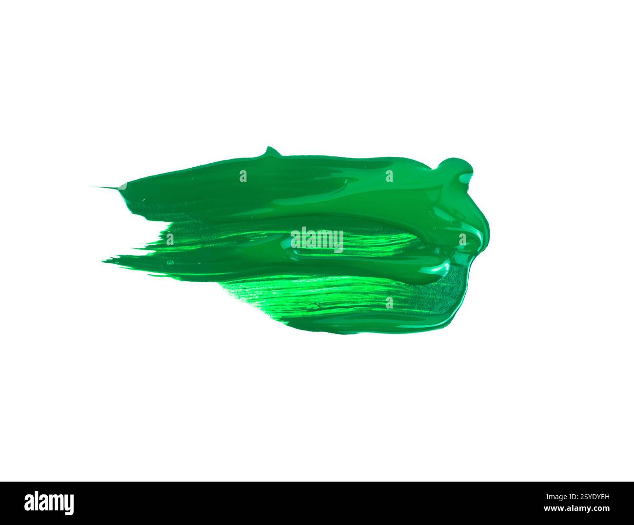 vibrant green paint stroke on white background Stock Photo - Alamy