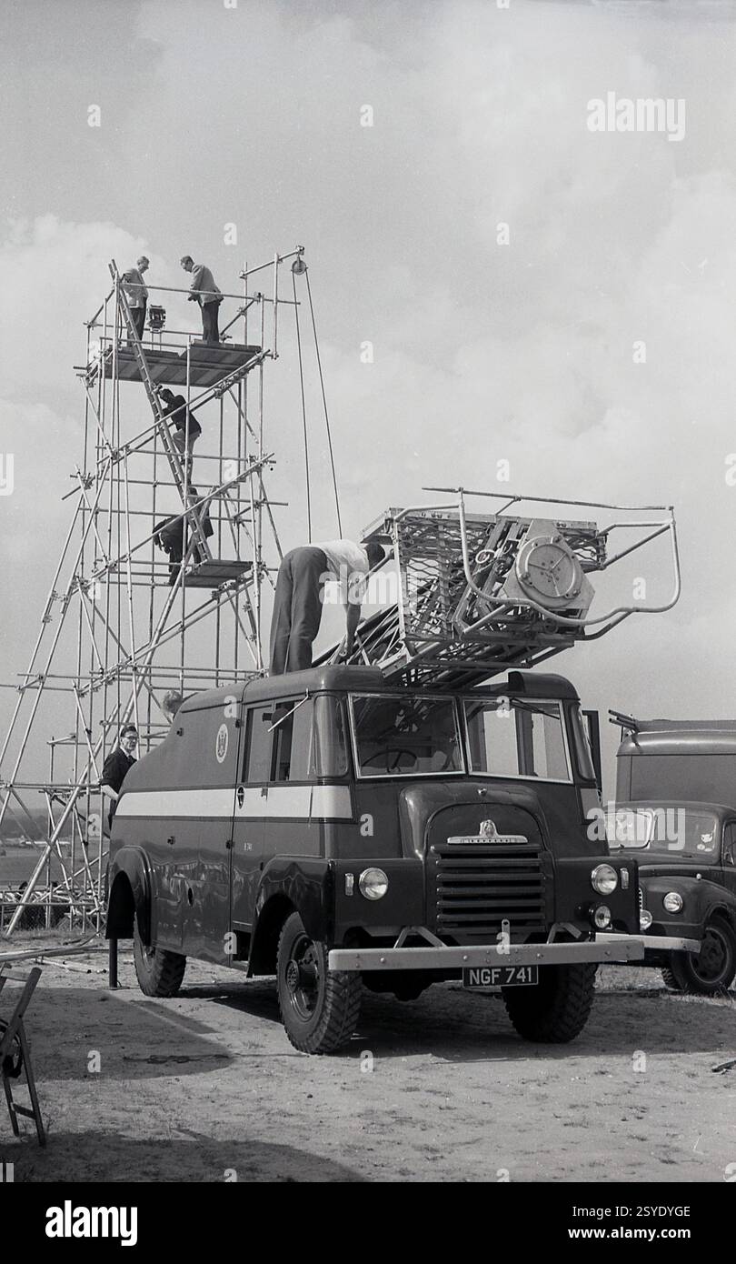 1950s, historical, a BBC TV OB Bedford truck at Farnborough Airshow ...