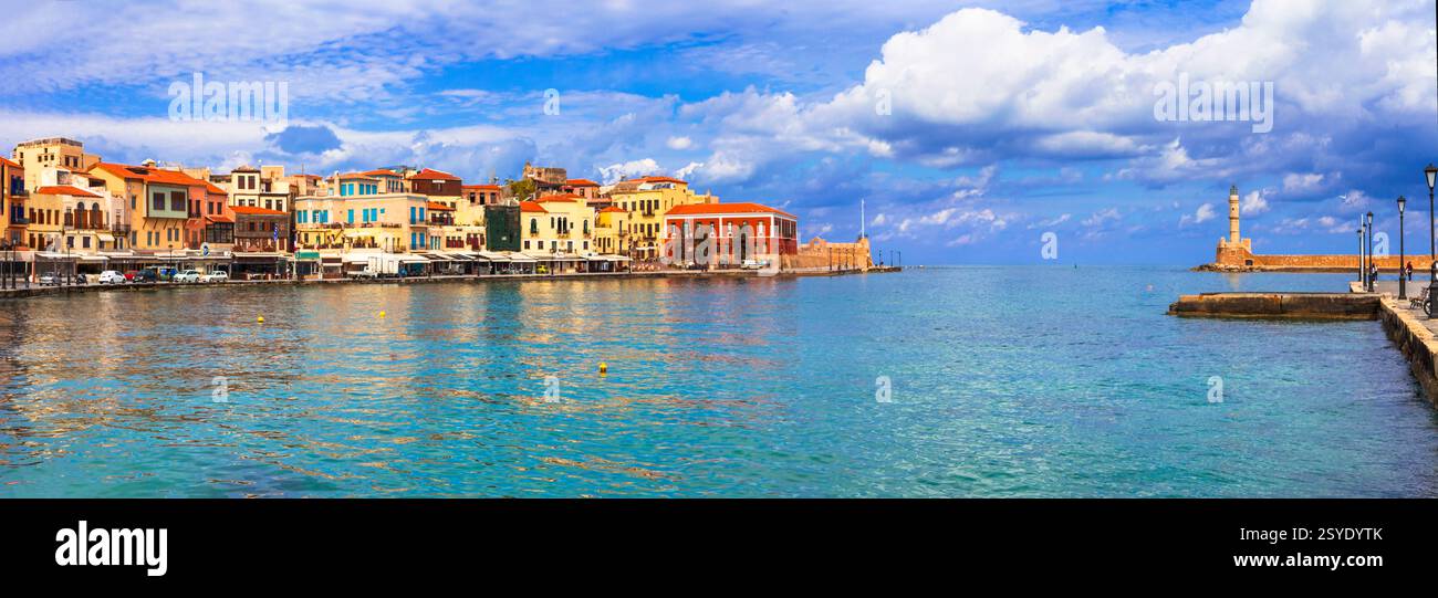 Crete island, Greece. Popular tourist destination Chania old town, view ...