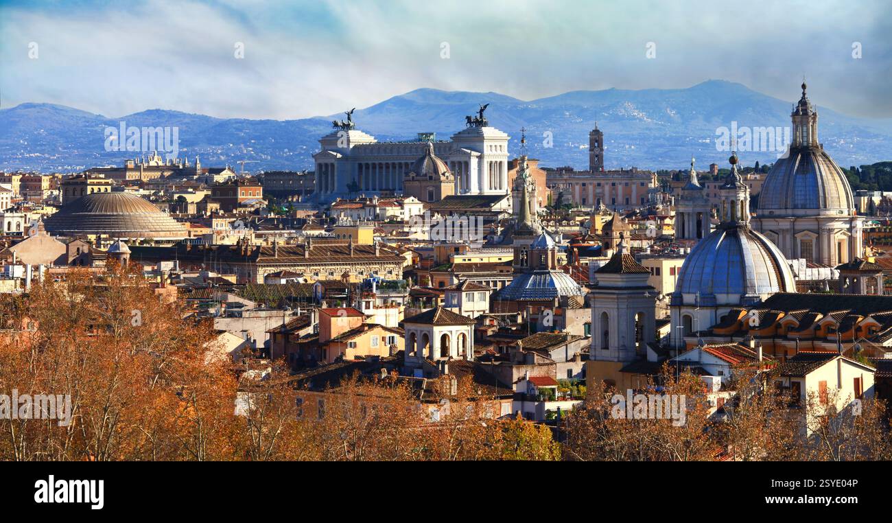 Great antique Rome, capital city of Italy. panoramic skyline of ...