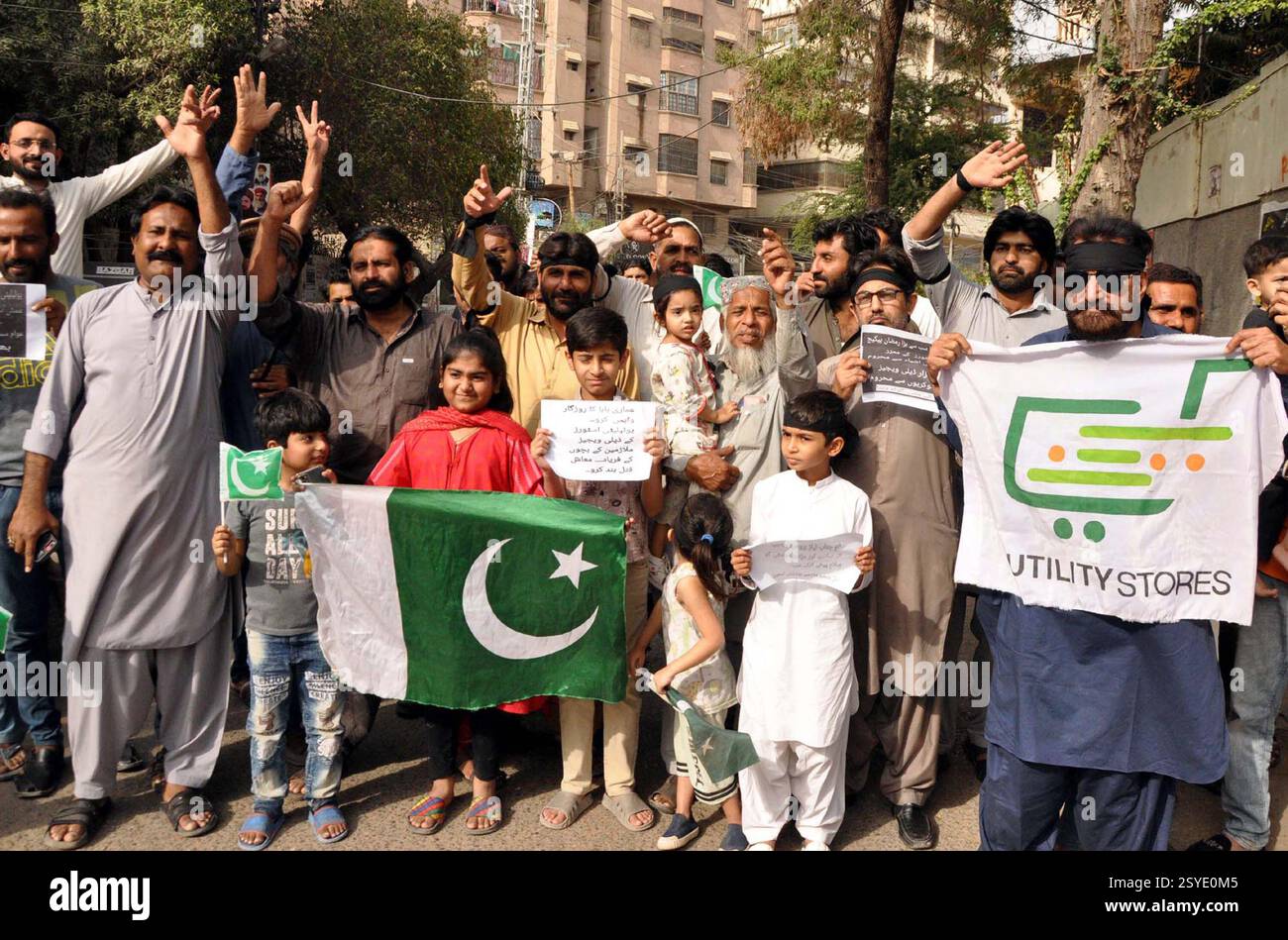 Employees of Utility Stores are holding protest demonstration against ...