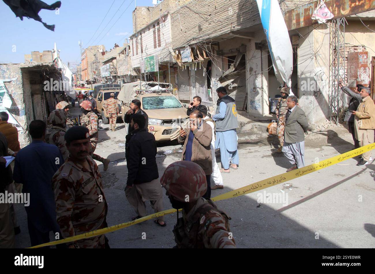 QUETTA, PAKISTAN, FEB 28: View of site after motorbike blast at Jan ...