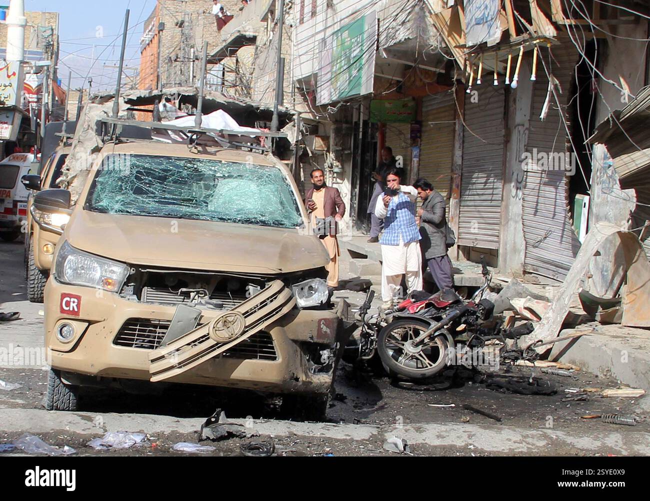 View of site after motorbike blast at Jan Muhammad road in Quetta on ...