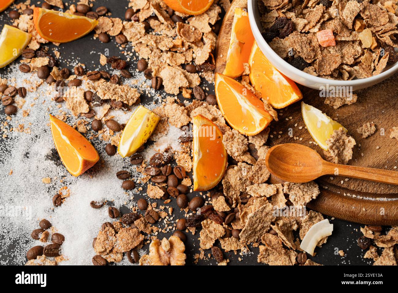 fruit breakfast mix oatmeal with pieces orange lemon meal menu ...