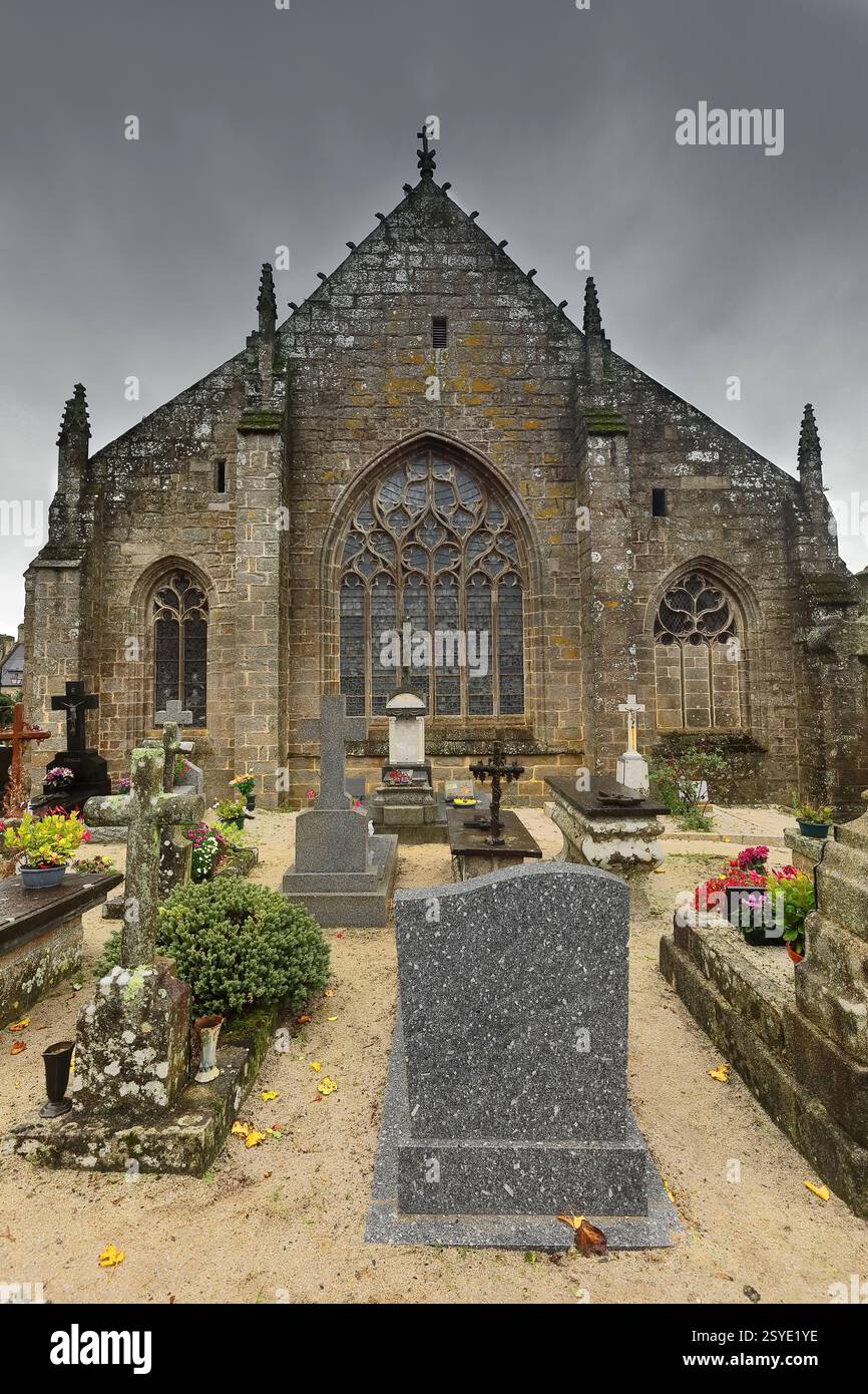 323 Local cemetery at the Saint Ronan Church back, its graves and ...
